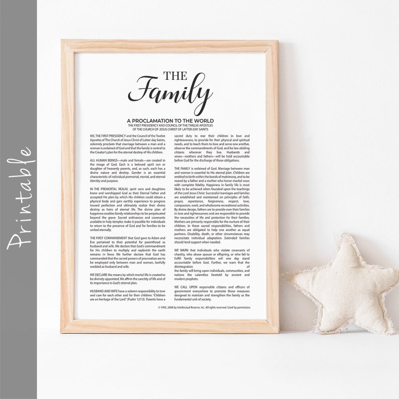 The Family Proclamation Printable the Family A Proclamation to | Etsy