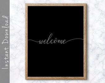 Printable A4 Bienvenue Art / Welcome Wall Print / Floral Wreath Print ...