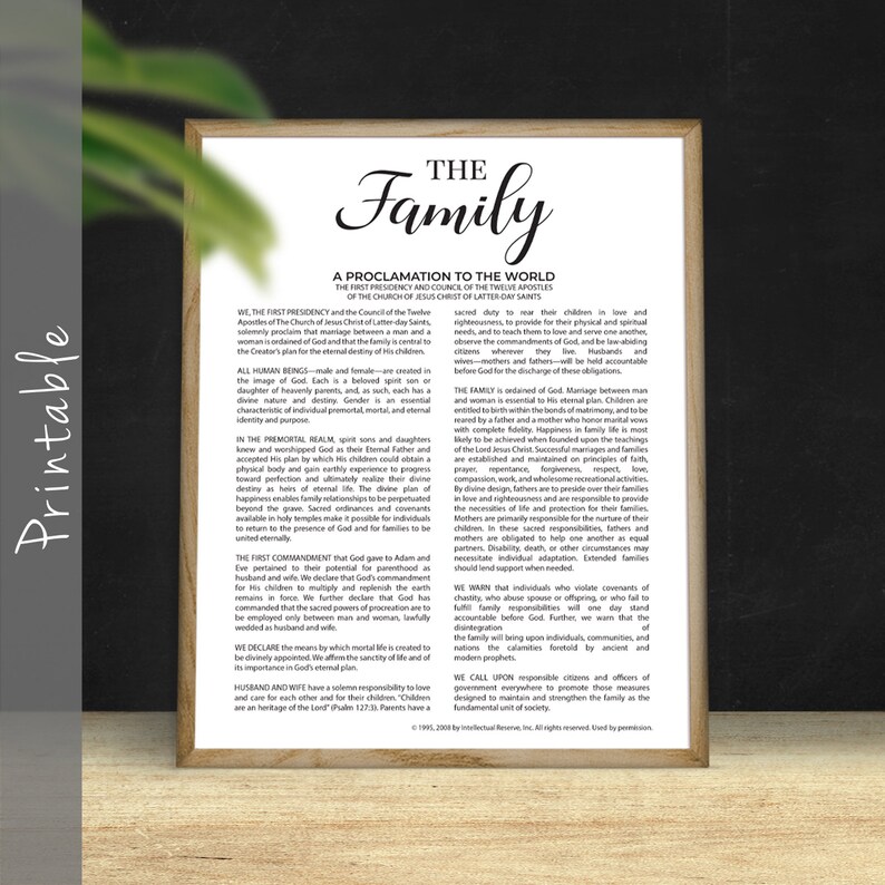The Family Proclamation Printable the Family A Proclamation to the ...
