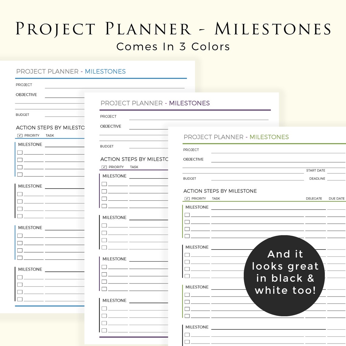 Project Planner Milestones Tracker Printable To Do List | Etsy