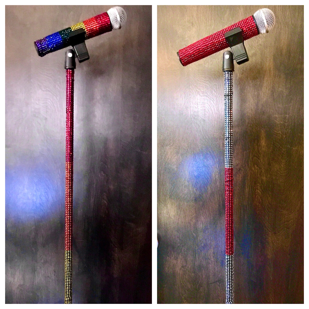 Rhinestone Striped Sleeve Cover for Standard Straight Microphone Stand ...