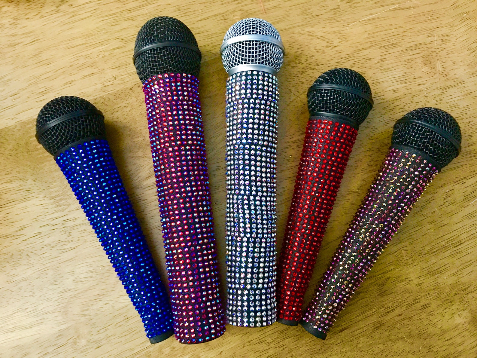 Solid Color Rhinestone Microphone Sleeve Cover for Corded and Wireless ...