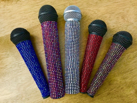 Solid Color Rhinestone Microphone Sleeve Cover for Corded and - Etsy