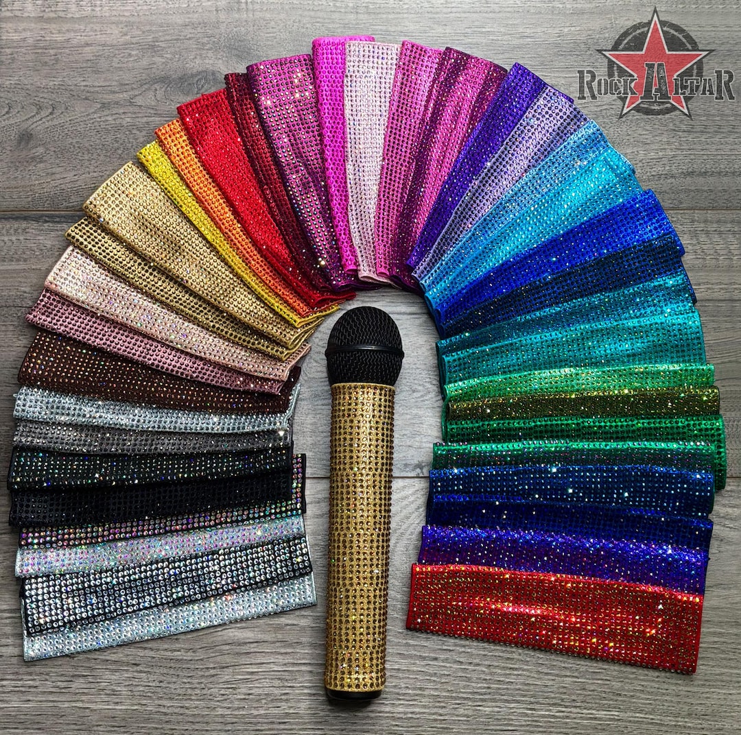 New Updated Design for 2026! Sparkly Rhinestone Microphone Sleeve Cover ...
