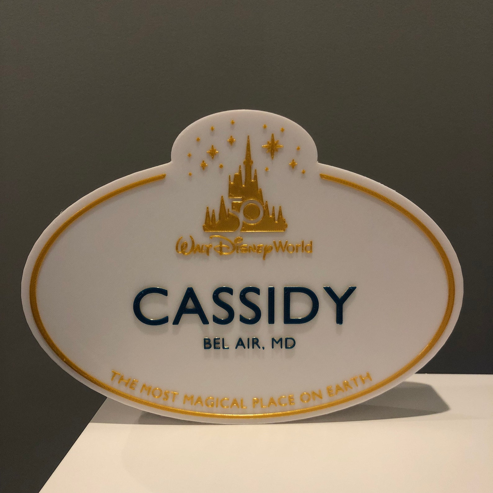 Custom Large 3D Printed Disney Cast Member Name Tag WDW 50th - Etsy