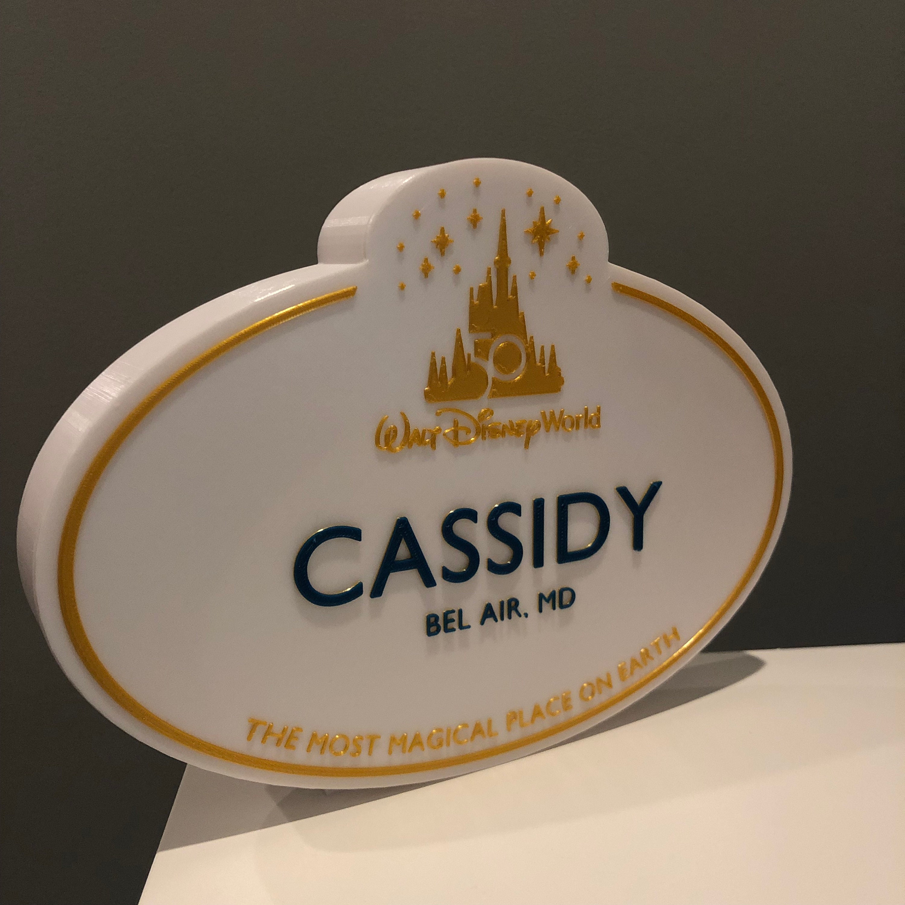 Custom Large 3D Printed Disney Cast Member Name Tag WDW 50th - Etsy