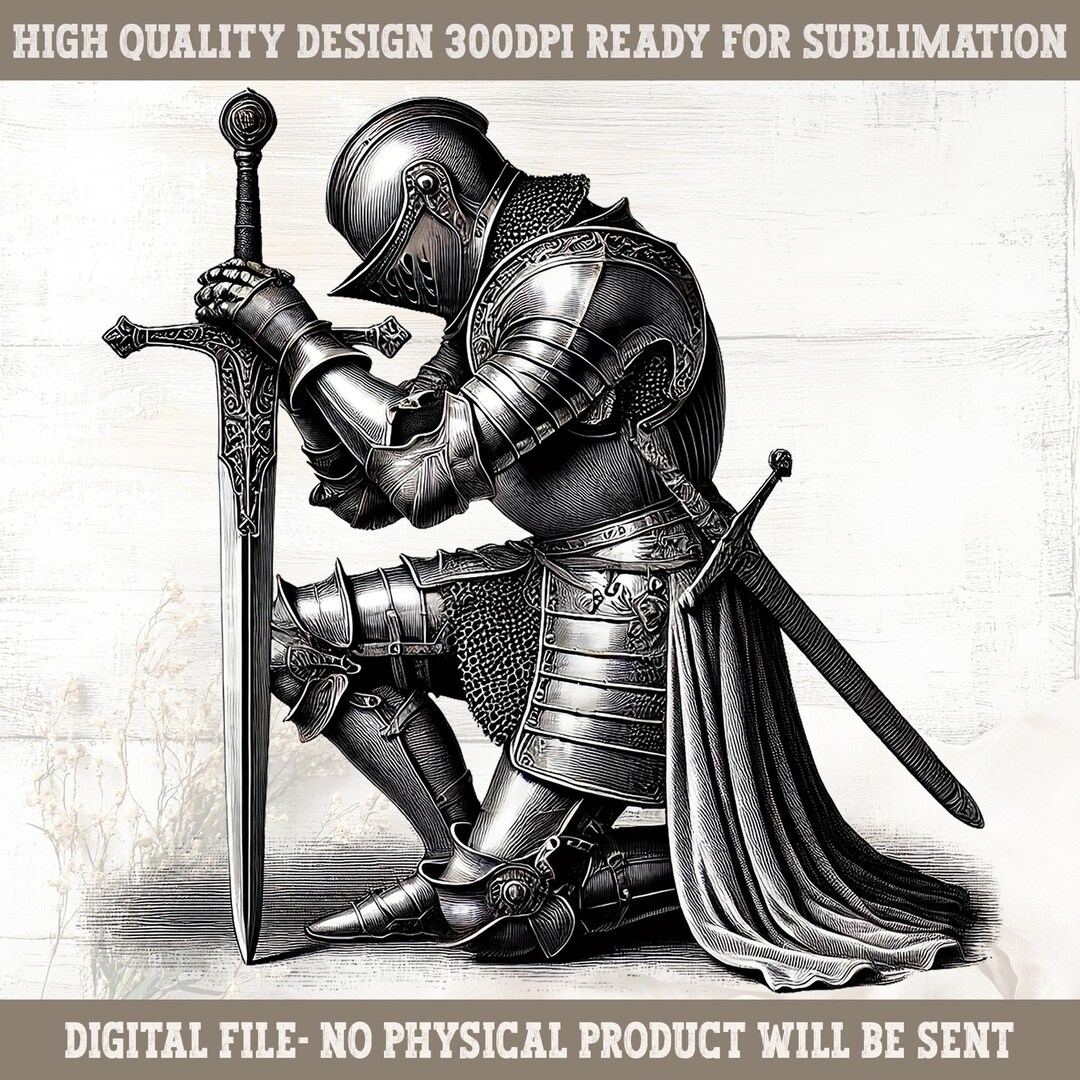 Kneeling Knight Png, Medieval Knight Design Gothic T-shirt Design ...