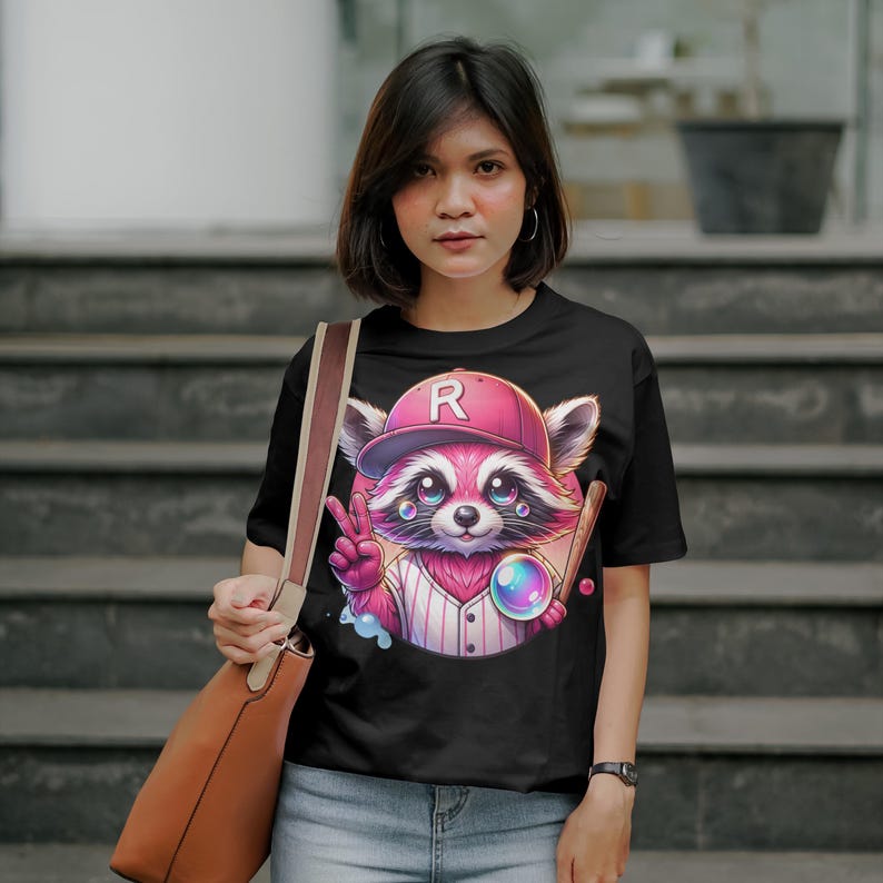 Cute Pink Raccoon Bubble Png Funny Peace Sign Baseball Raccoon Baseball ...