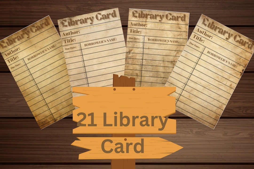 Printable Library Cards 3"x 5", Library Lover,l Ibrary Card Invitation ...