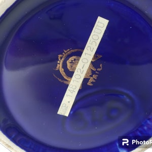 Vintage Cobalt Blue Porcelain Trophy Vase/ Gold Accents Floral ...