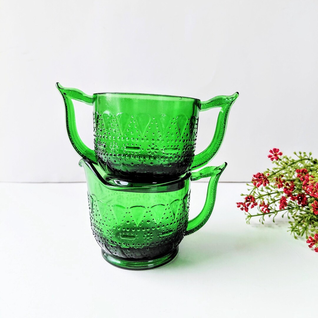 Vintage Kemple Wheaton Emerald Green Sugar Bowl and Creamer Set - Etsy