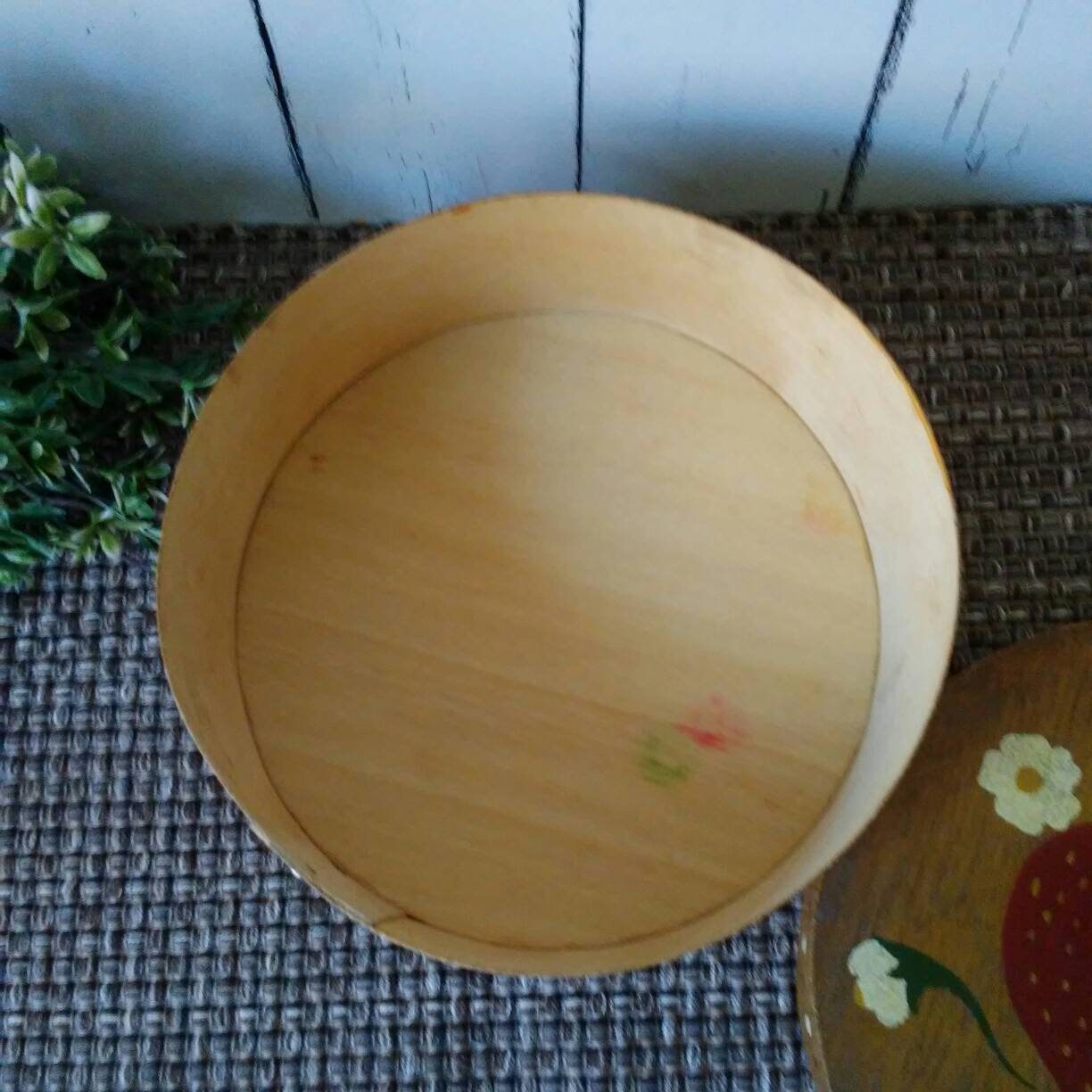 Vintage Hand Painted Cheese Box/ Strawberry Decor/round Wood | Etsy