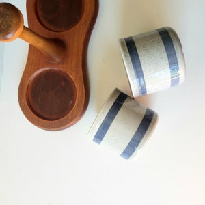 Retro Mccoy Condiment Jam Jar Set With Wood Carrier/ Blue White ...
