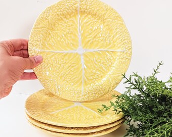 3 Vintage Secla Yellow Cabbage Leaf Cereal Soup Bowls/ Majolica Style ...