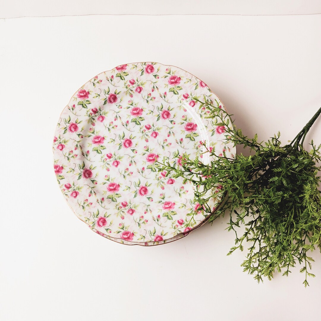 5 Lefton Rose Chintz Ceramic Small Dinner Salad Plate /659R/ Hand ...