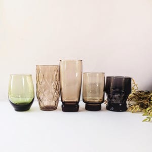 5 Mismatched Neutral Cups Drinking Glasses/1970s/thanksgiving Autumn ...