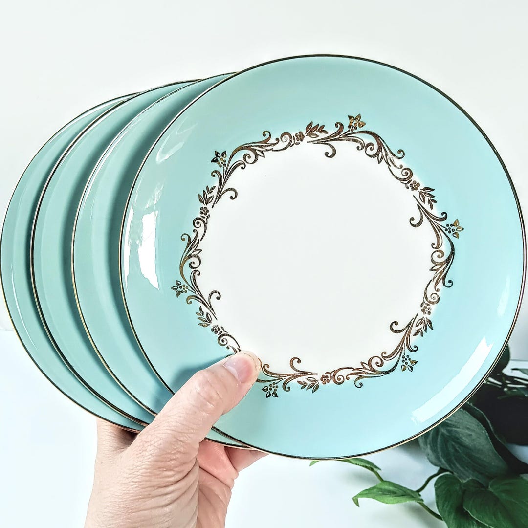 Vintage Homer Laughlin Gold Crown Salad Plates – Set of 4, 1950s China ...
