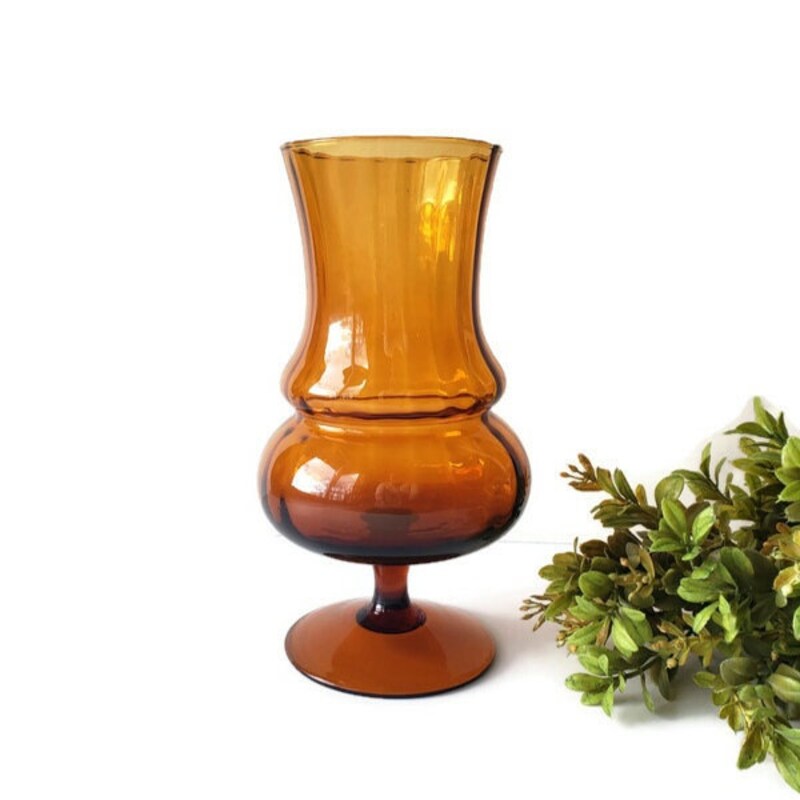 Footed Glass Vase - Etsy