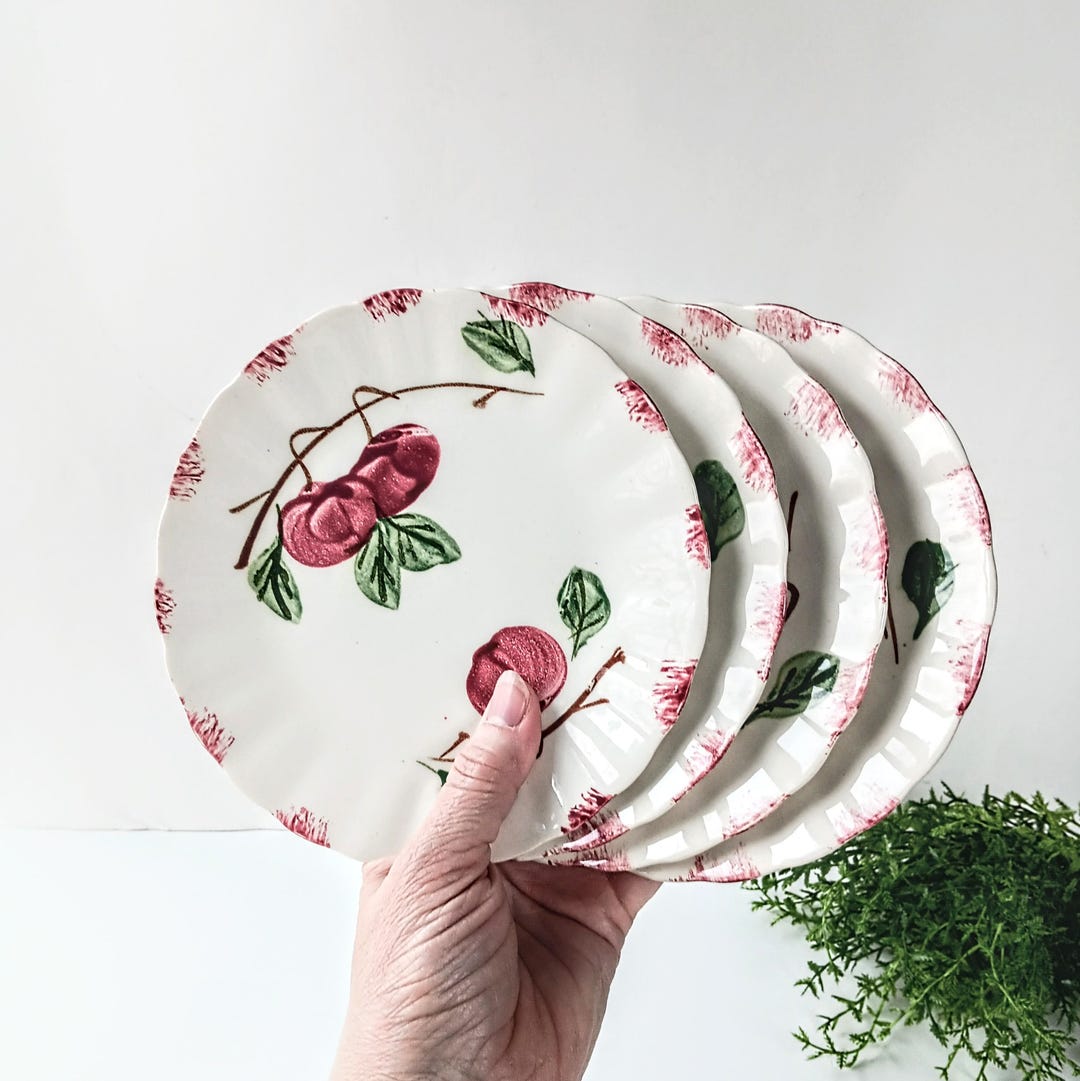 4 Vintage Blue Ridge Autumn Apple Plates: Southern Pottery - Etsy