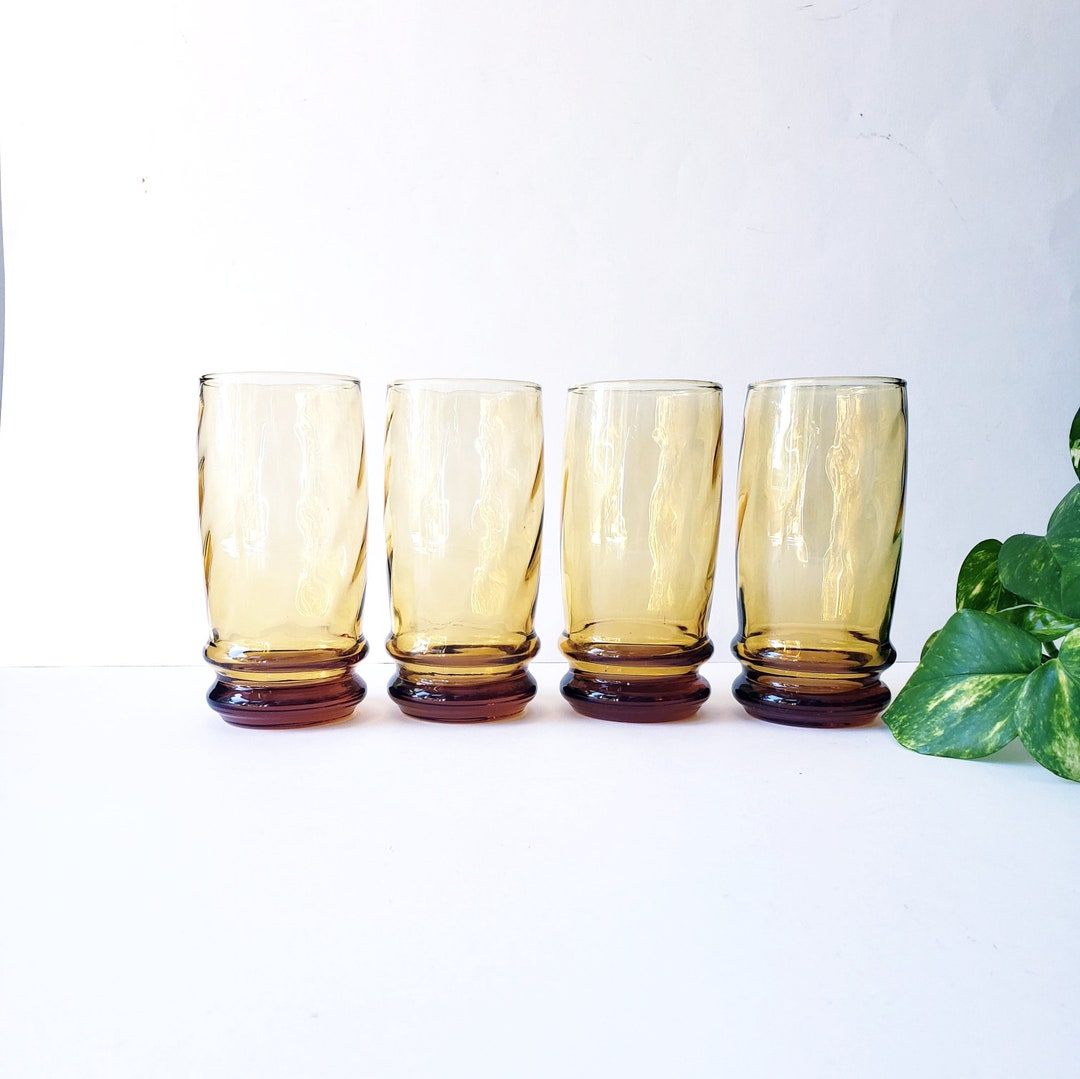 4 Vintage Amber Libbey Water Glasses/honey Gold - Etsy