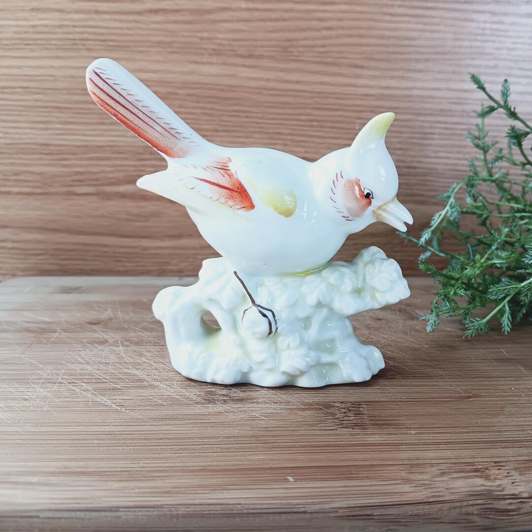 Mid Century Ceramic Bird Figurine: Orange Yellow Souvenir Knick Knack ...