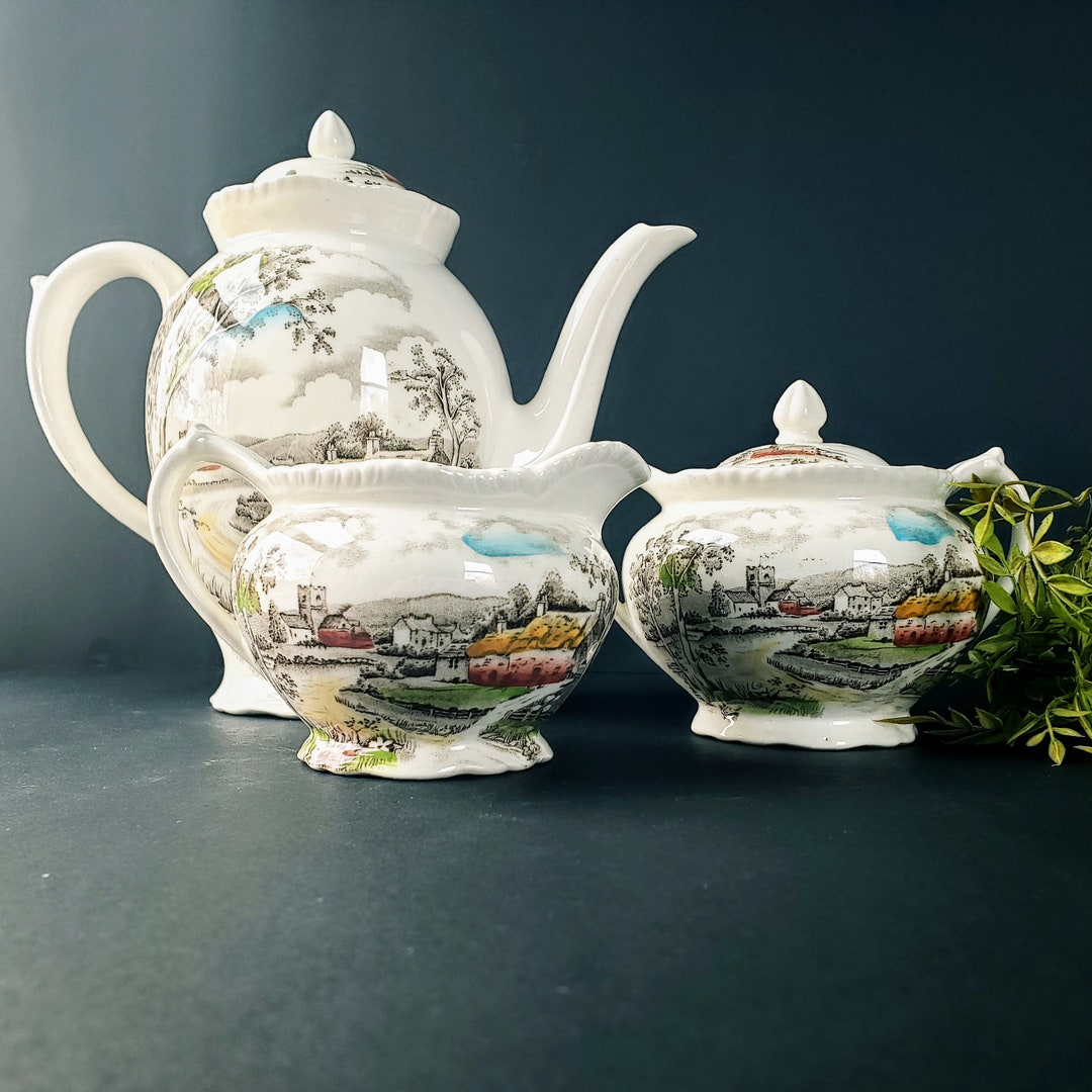 Vintage Wood & Son Country Lane Tea Set: Staffordshire Ceramic Teapot ...