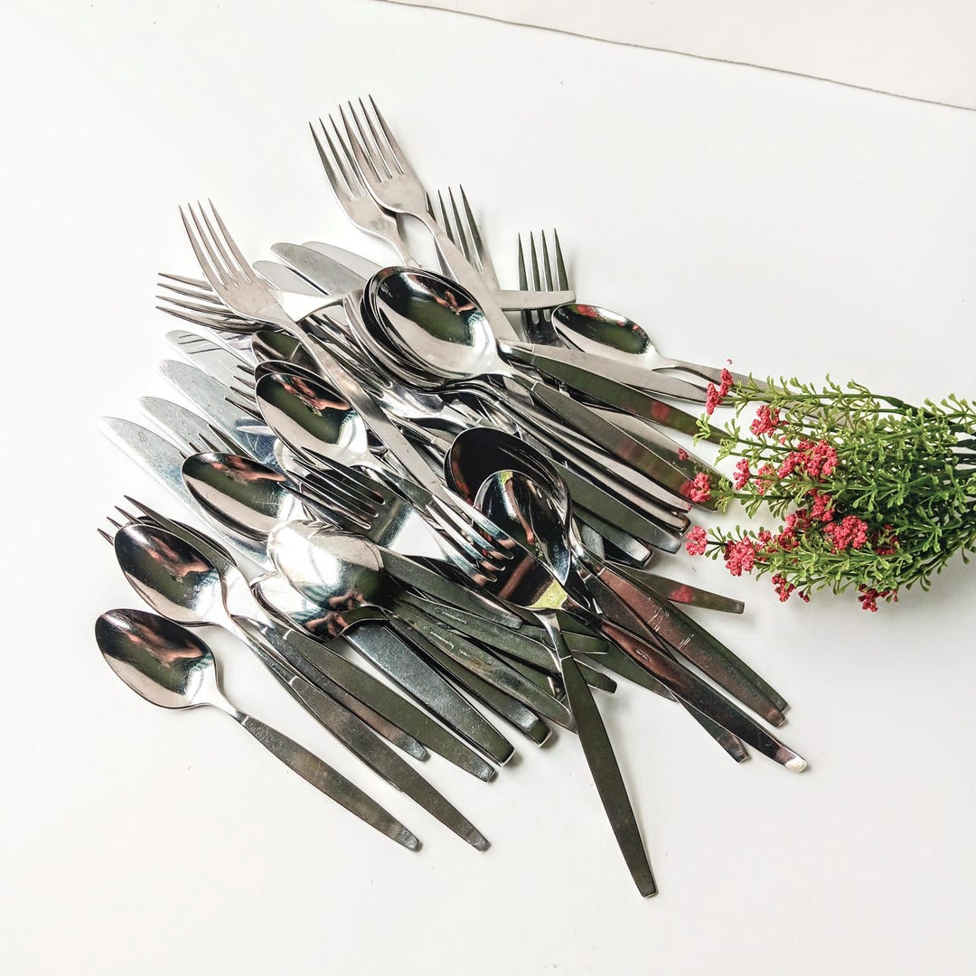 45 Piece Oneida Community FROSTFIRE Stainless Steel Silverware Set ...
