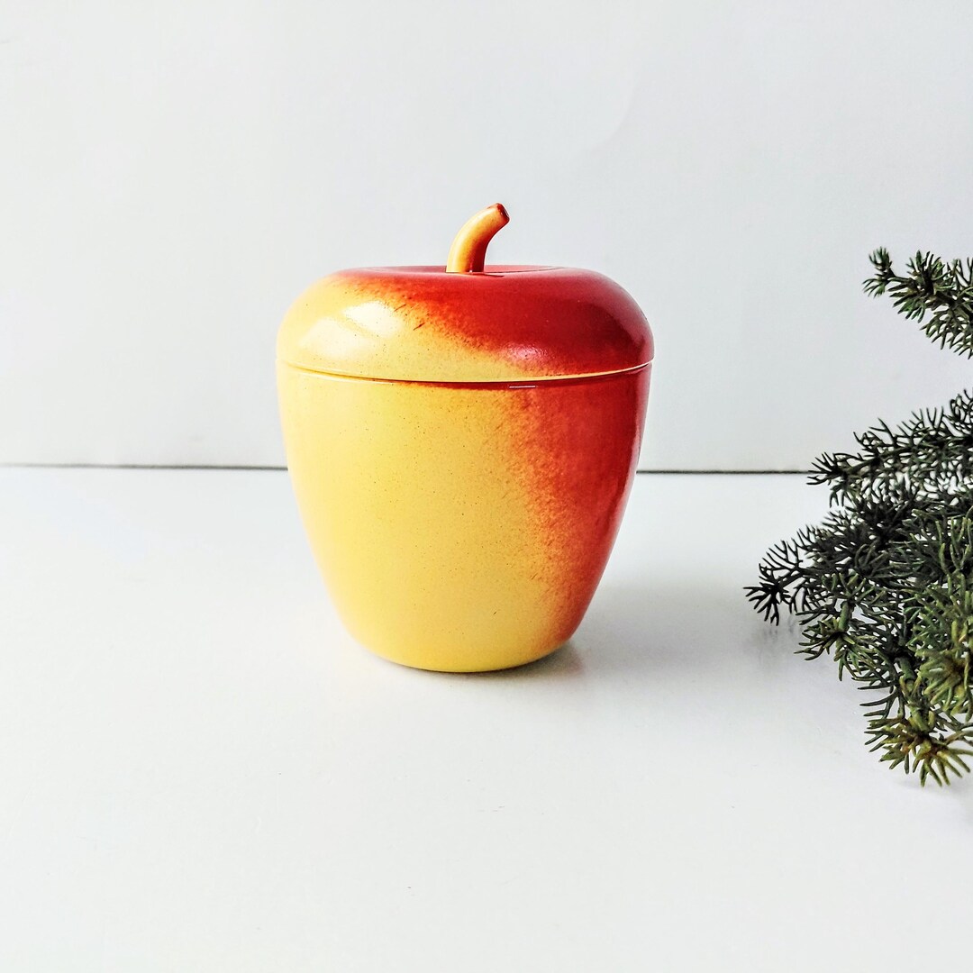 Vintage Hazel Atlas Apple Milk Glass Condiment Jam Jar With Lid/ 1940s ...