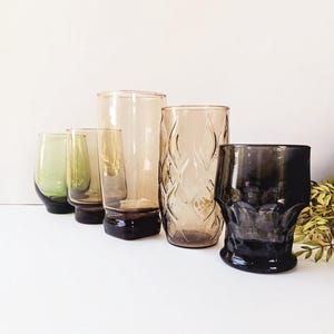 5 Mismatched Neutral Cups Drinking Glasses/1970s/thanksgiving Autumn ...