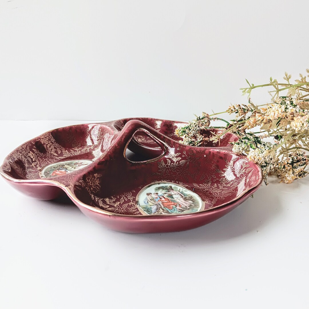 Vintage Empire Ware Porcelain Serving Tray: Victorian Pastoral Scene ...