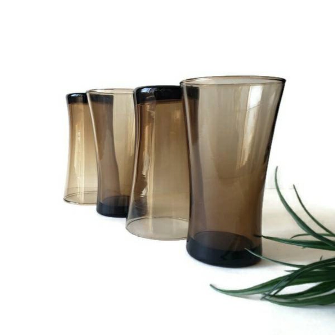 4 Vintage Anchor Hocking Drinking Water Glasses/ Linden Mocha, Tawny ...
