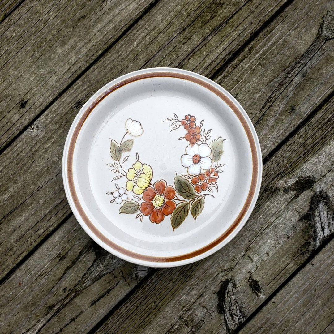 4 Retro Mountain Wood Collection Stoneware Trellis Blossom Dinner ...