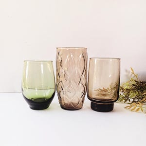 5 Mismatched Neutral Cups Drinking Glasses/1970s/thanksgiving Autumn ...