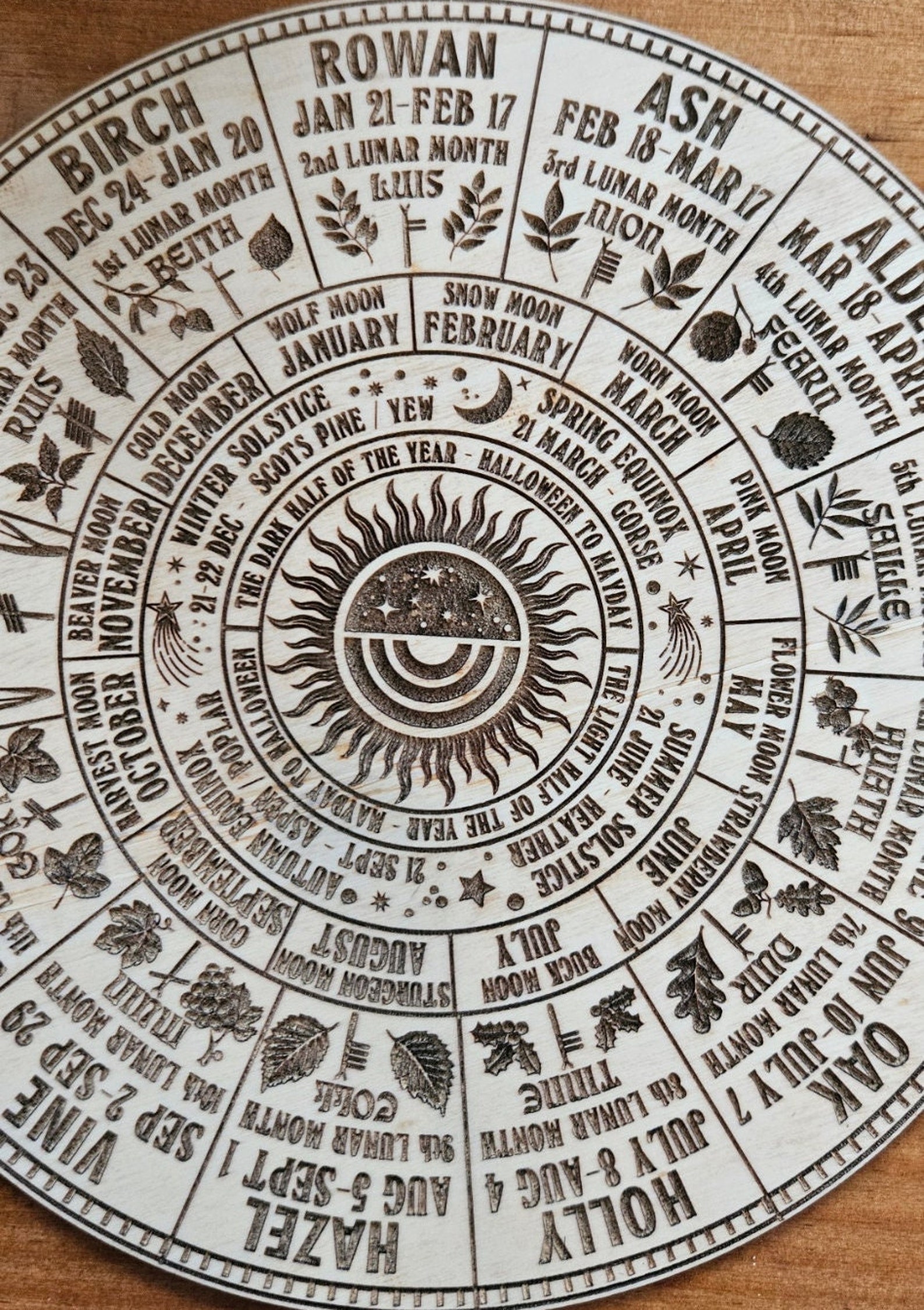 Ogham Tree Calendar Celtic Wheel of the Year - Etsy