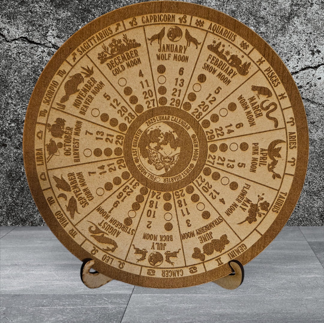 2025 Full Moon Names Calendar With Stand. Moon Phases Calendar. Wheel ...