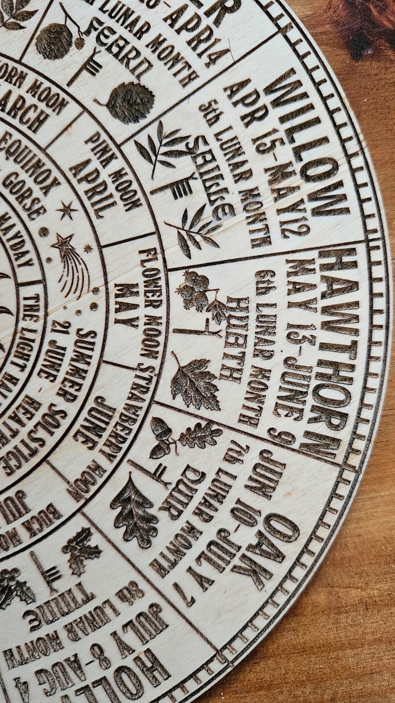 Ogham Tree Calendar Celtic Wheel of the Year - Months, Time, Leaves ...