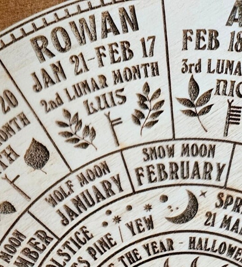 Ogham Tree Calendar Celtic Wheel of the Year Months, Time, Leaves - Etsy UK