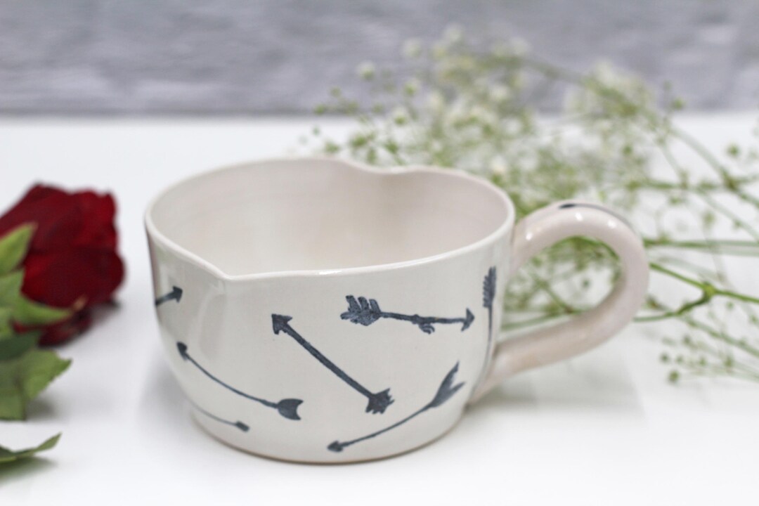 Cupids Arrow Handmade Ceramic Mug Heart Shaped Mug White - Etsy UK