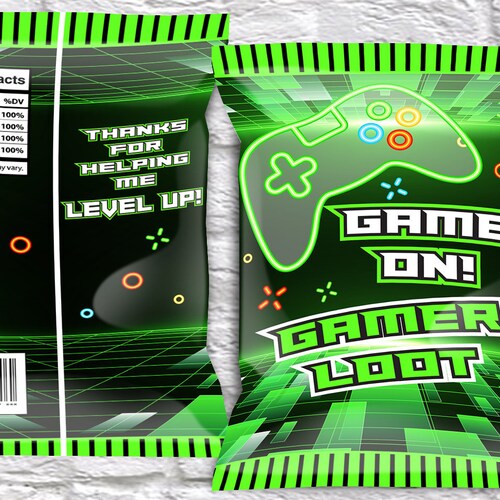 P003 Editable Video Game Chip Bag Gamer Party Chip Bag - Etsy
