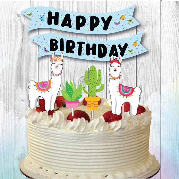 Llama and Cactus Cake Topper - Etsy