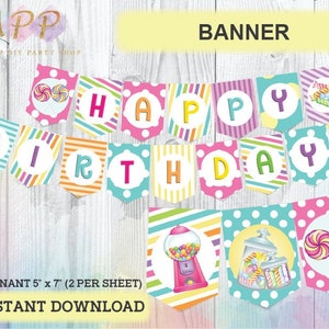Candy Treats Sweets Shop Banner, Sweet DIY Party Decorations, Birthday ...