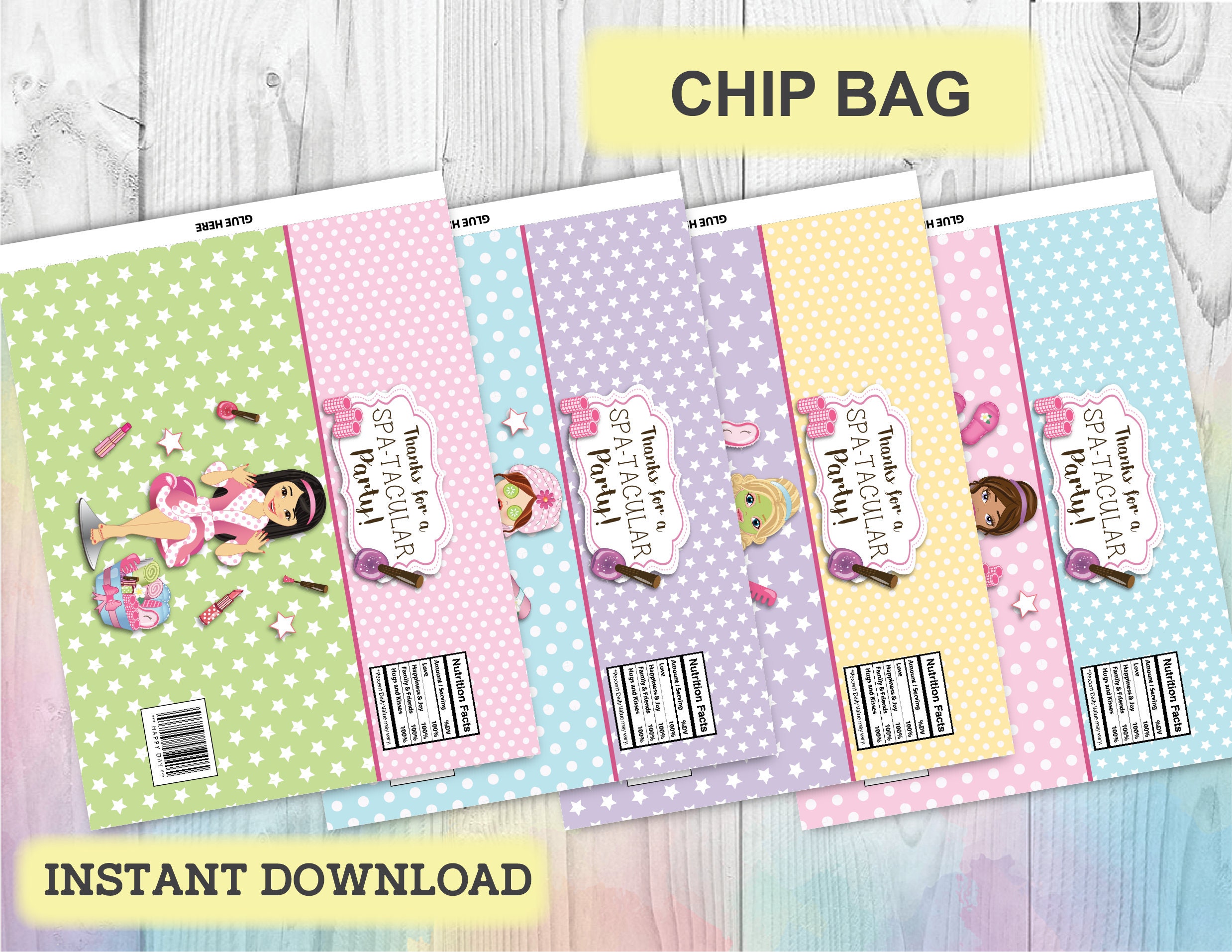 SPA Chip Bag Printable SPA Candy Bag SPA Favor Bag Spa - Etsy
