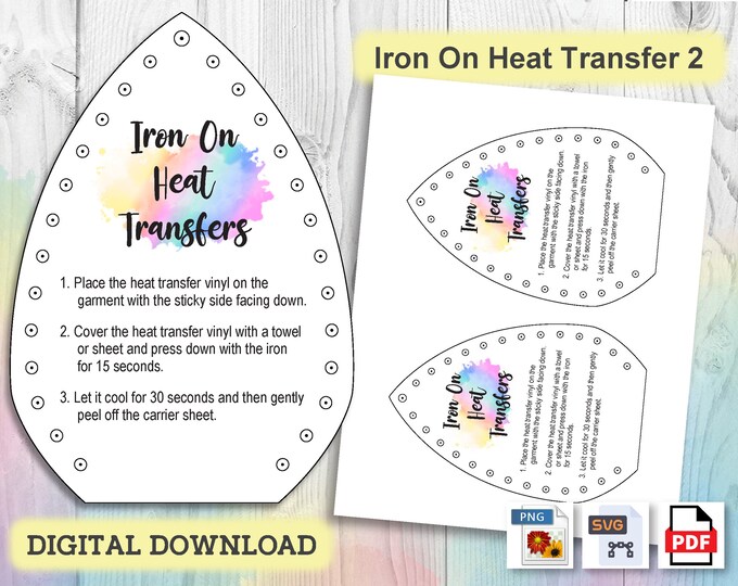 Iron on Heat Transfer 2 Instructions Card, Vinyl Transfer Instructions ...