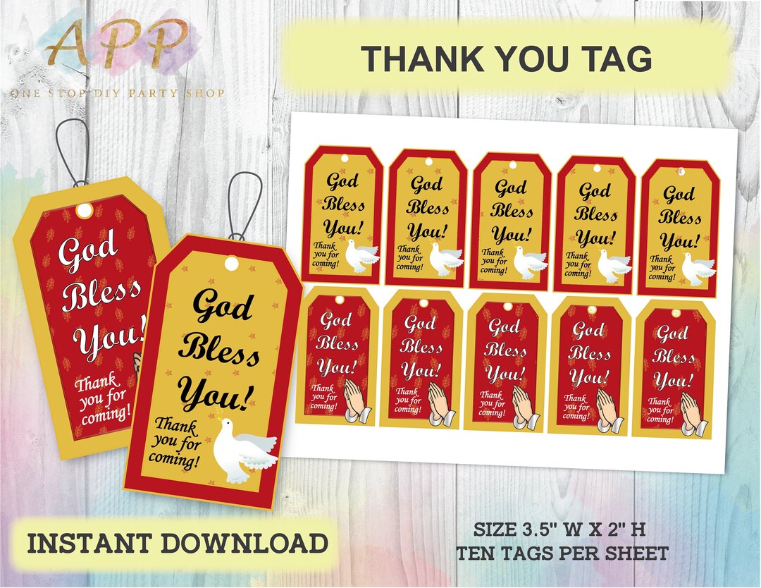 Confirmation Thank You Tags Cards, Holy Religious Party Decorations ...