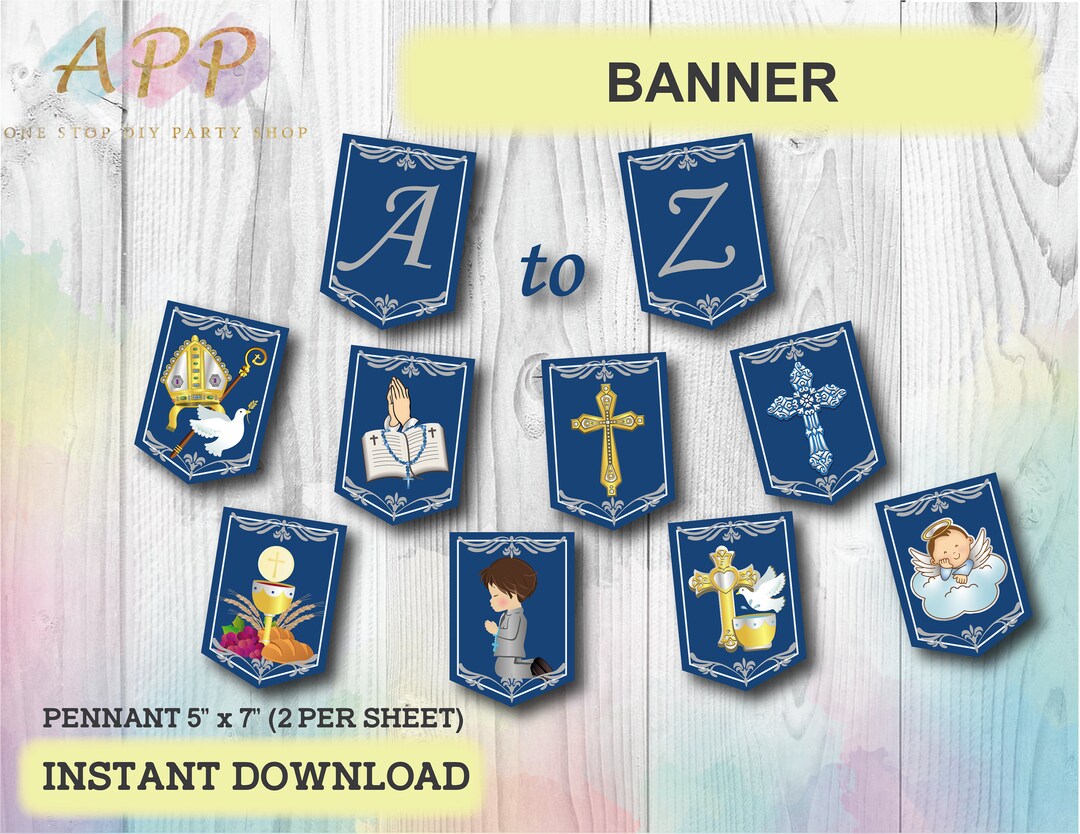 Holy Sacrament Full Alphabet Banner, A-Z, Confirmation, Holy Communion ...