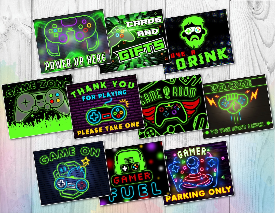 Video Game Party Signage, Gamer Party Props, Video Game Party ...