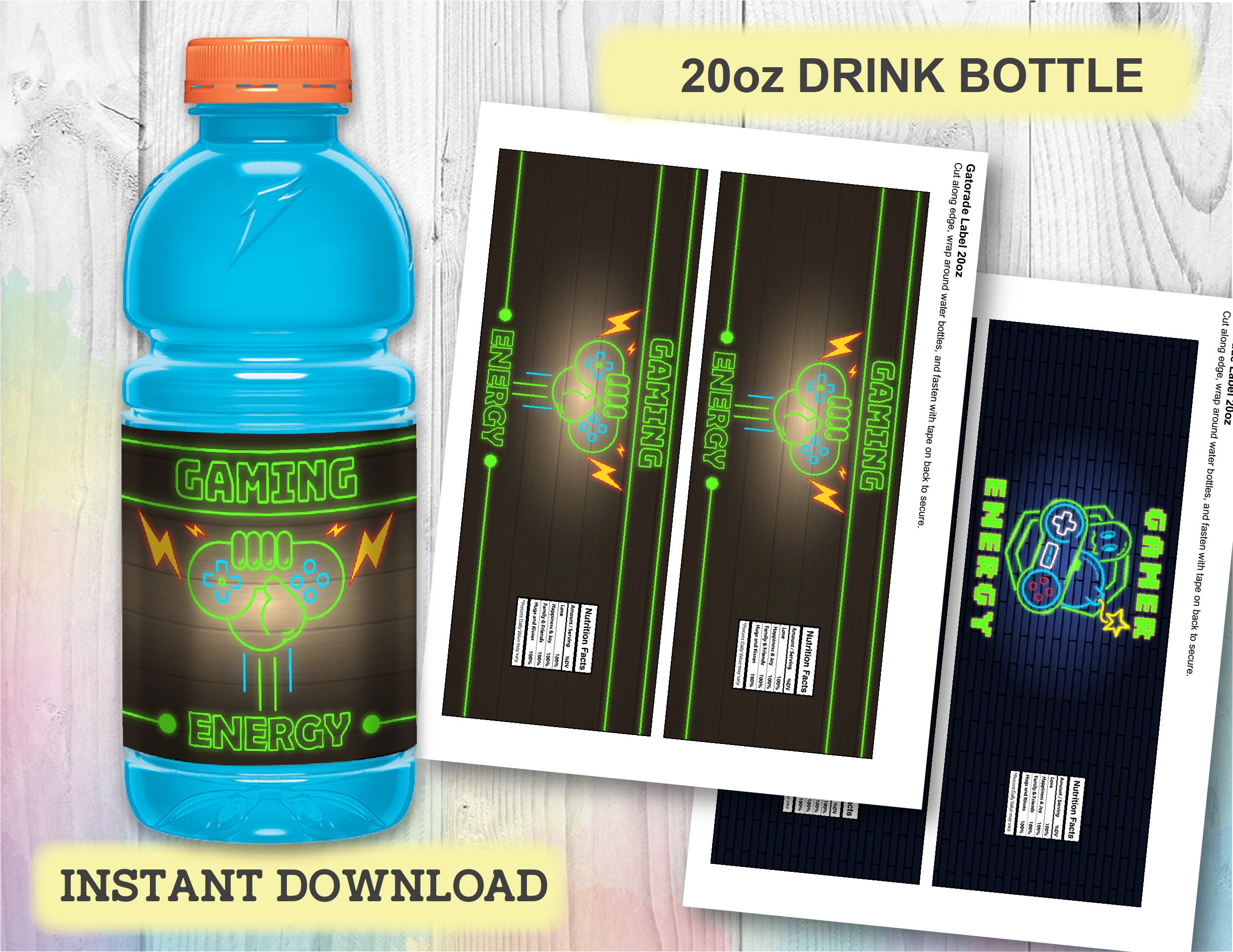Video Gamer Energy 20 oz 591 ml Gatorade Label Wrapper Gamer | Etsy