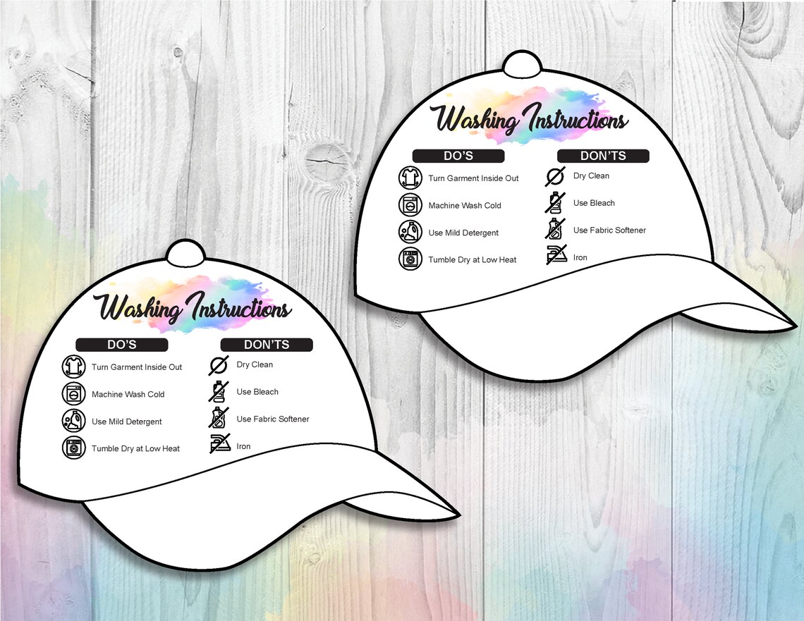 Cap Washing Instruction Care Card Water Color Hat Washing | Etsy