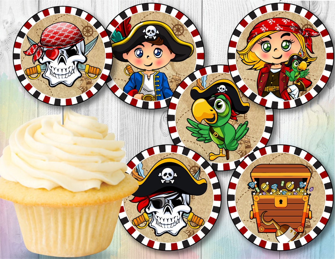 Pirate Cupcake Toppers Pirate Birthday Party Printables - Etsy