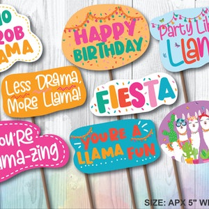 Llama Center Pieces, Fiesta Party Photo Booth Props, Llama Cactus Party ...